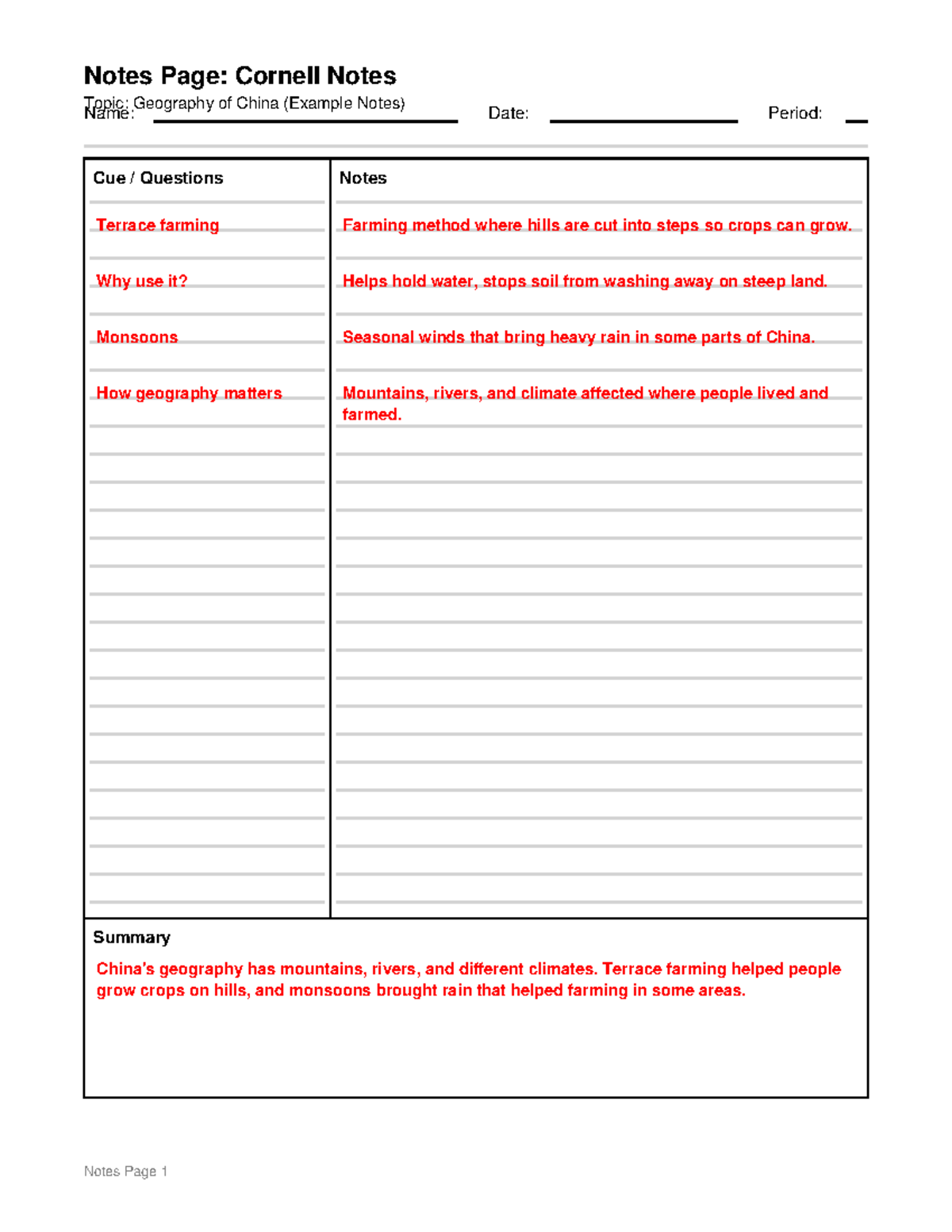 10 Cornell Notes Page - r ewf ew fwe f we f rew f ew fwef f - Notes ...