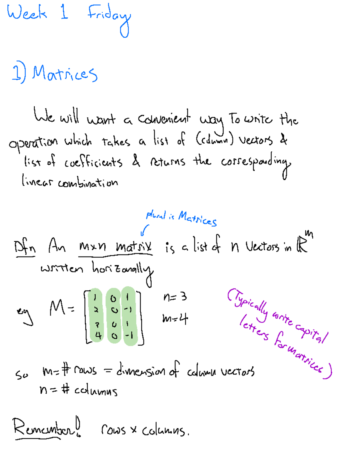 Matrix Operations and Linear Combinations: A Study Guide - Studocu