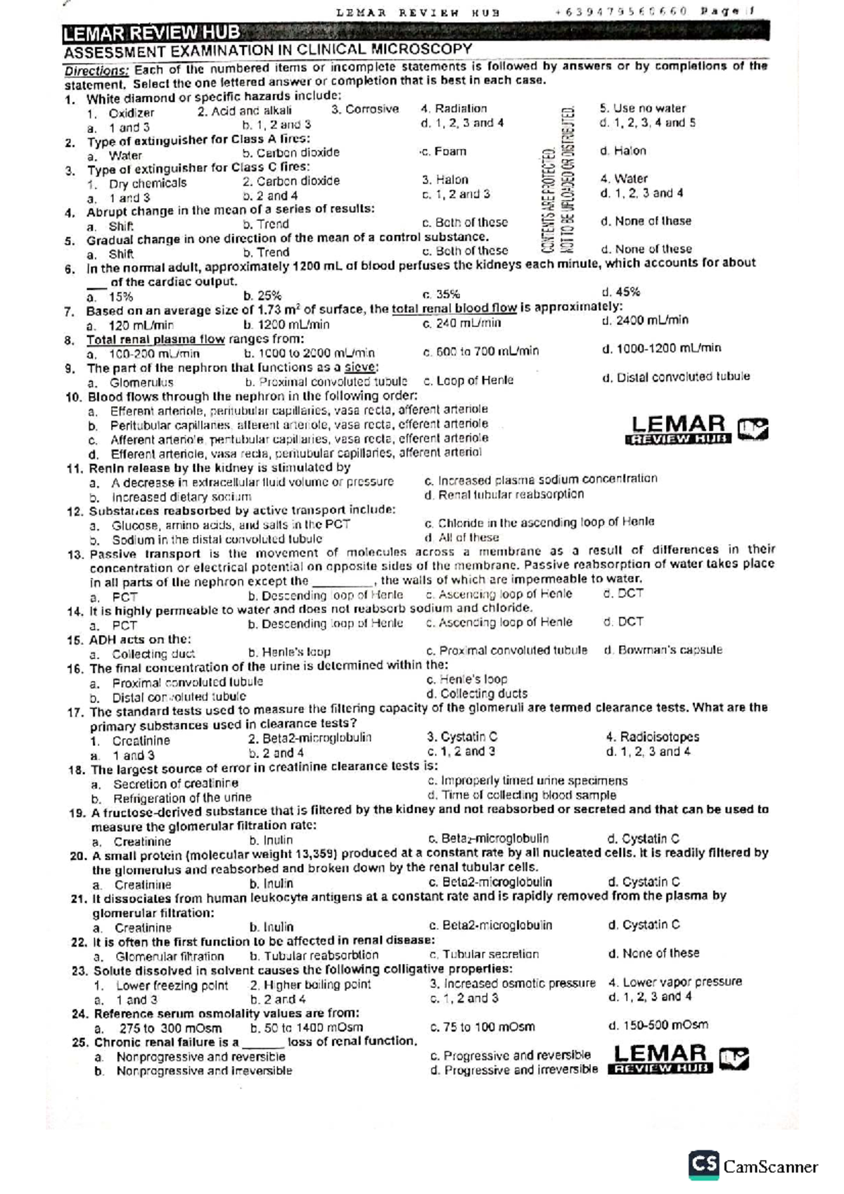 CM AE - Clinical Microscopy Assessment Examination Review - Studocu