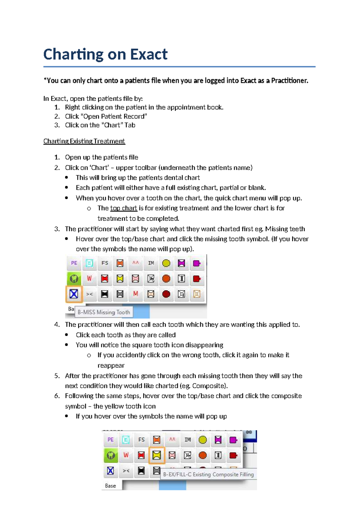 Charting on Exact: Practitioner Guide for Patient Files - Studocu