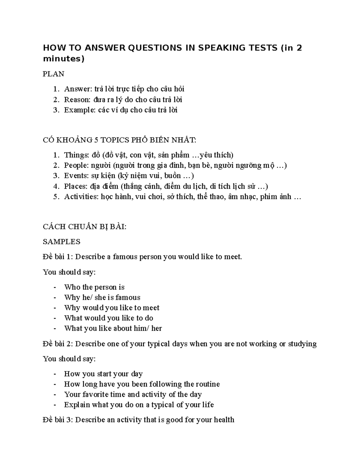 Speaking Test Strategies: How to Answer Questions Effectively - Studocu