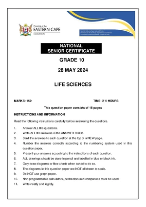 Mathematics Grade 10 June Exam Paper 2 - 2024 Control Test - Studocu