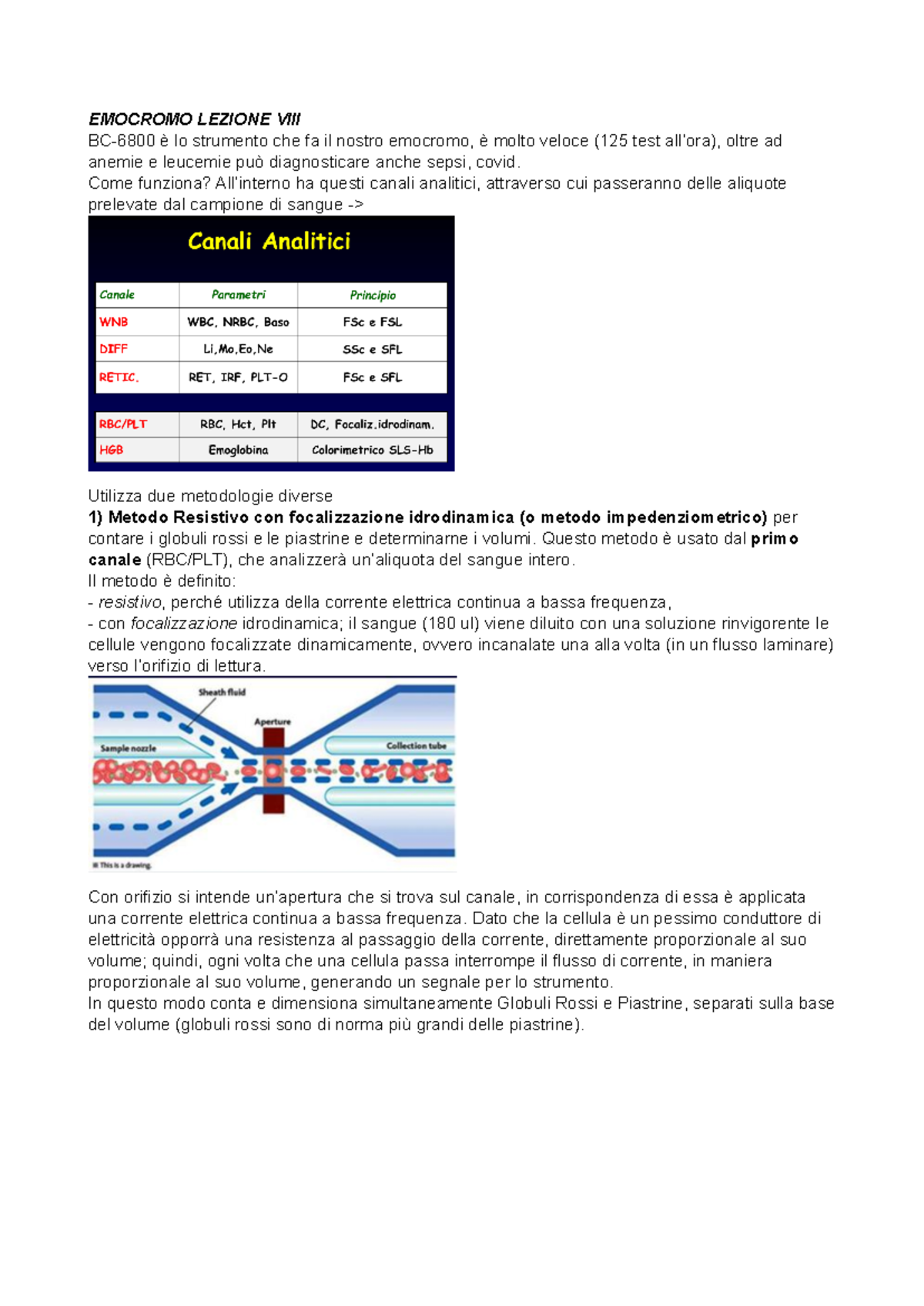 Emocromocitometrico - Lezione VIII: Analisi e Funzionamento del BC-6800 ...