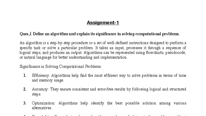 ML for DS Assignment - Understanding Algorithms and Techniques - Studocu
