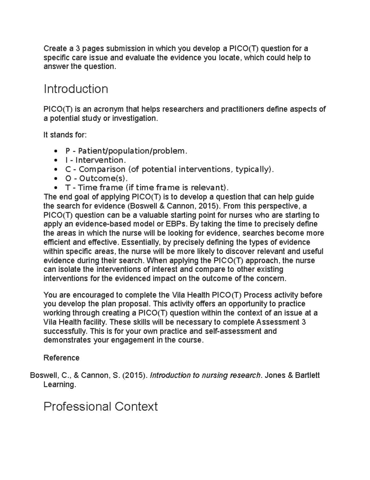 Developing PICO(T) Questions: An Evidence-Based Approach for Nurses ...