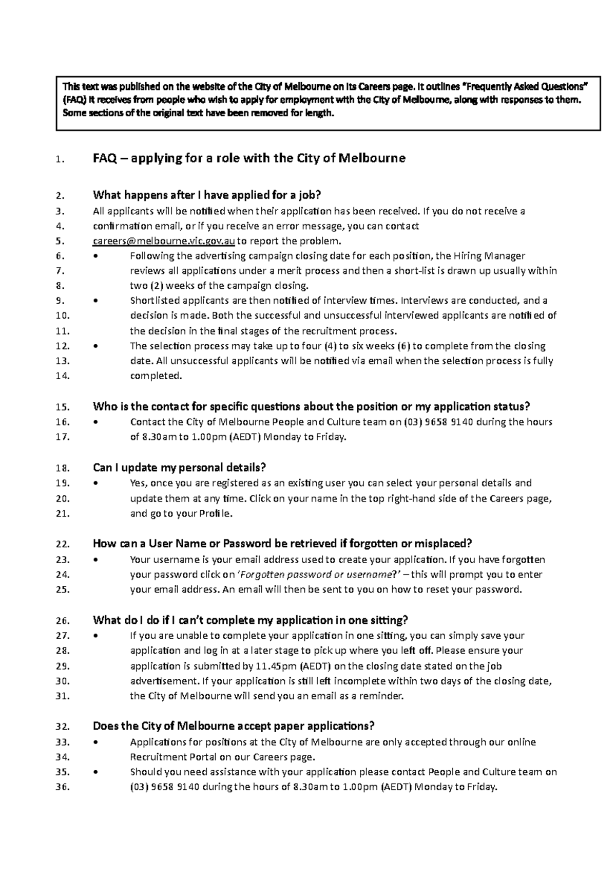 City of Melbourne Application Process Guide - Study Notes - Studocu