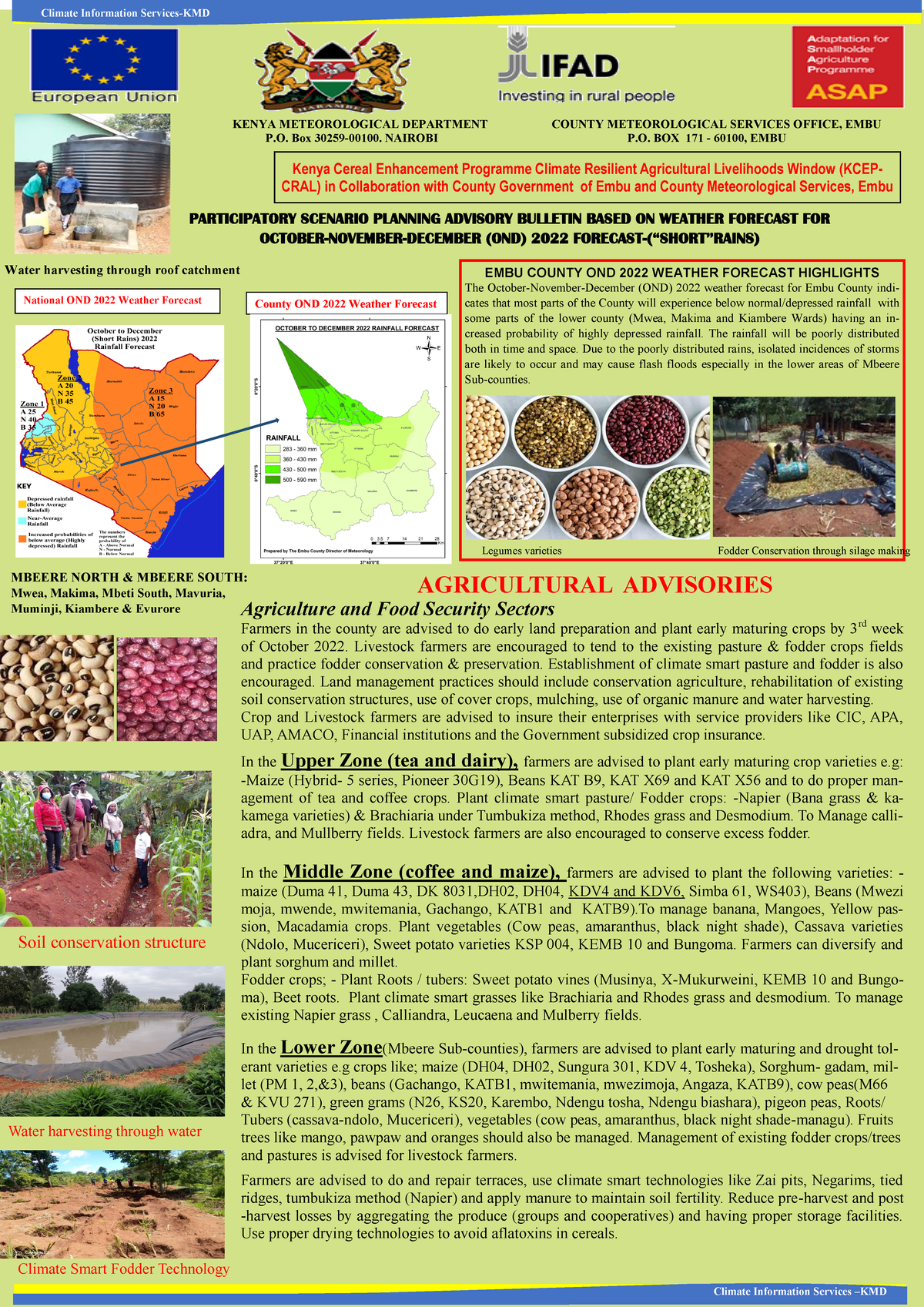 Embu County OND 2022 Agro-Advisory Highlights for Farmers - Studocu