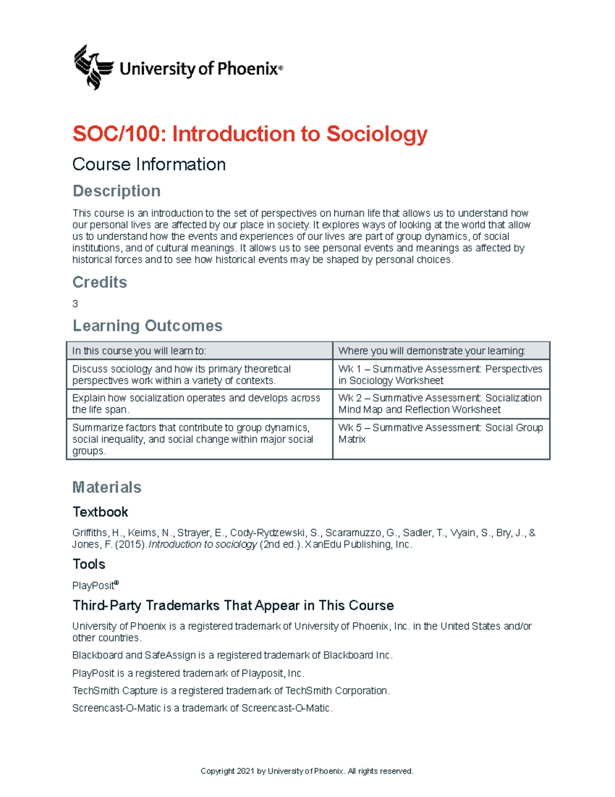 Soc100 v9 syllabus - SOC/100: Introduction to Sociology Course ...