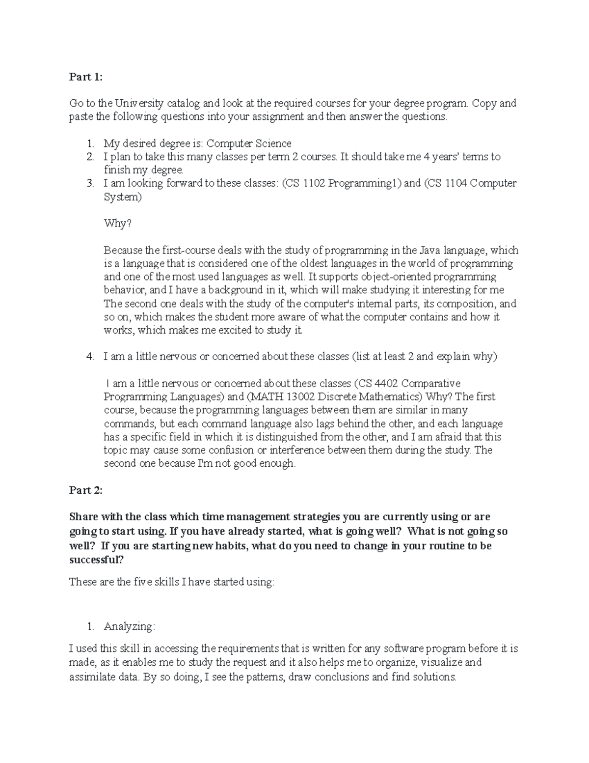 WEEK 3: Time Management & Career Planning for CS Majors - Studocu