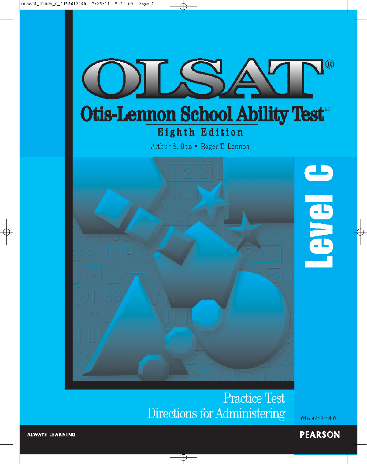 OLSAT 8 Practice Test Directions - Level C Guide - Studocu