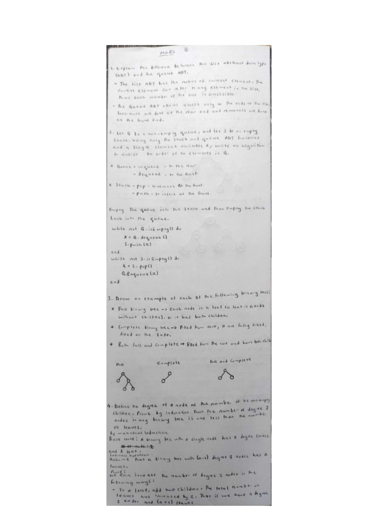 DS Madis - Algorithms and Data Structures Discussion Notes - Studocu