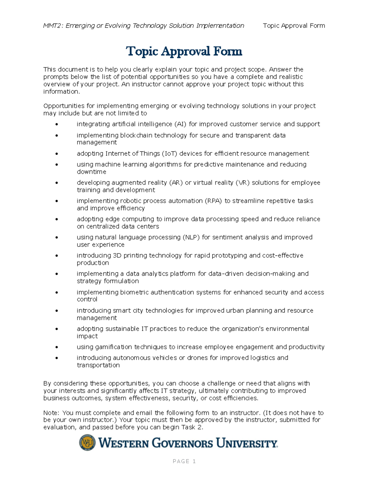 MMT2: Topic Approval Form for AI-Enhanced Customer Service Project ...
