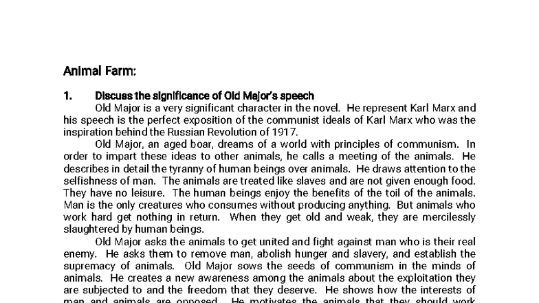 Animal Farm Q&A: Historical Significance & Character Analysis - Studocu