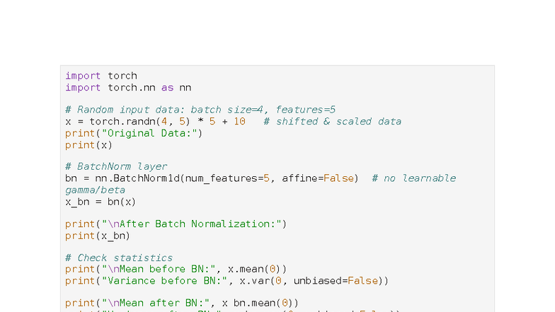 BatchNorm & Weight Initialization Methods in PyTorch (CS101) - Studocu
