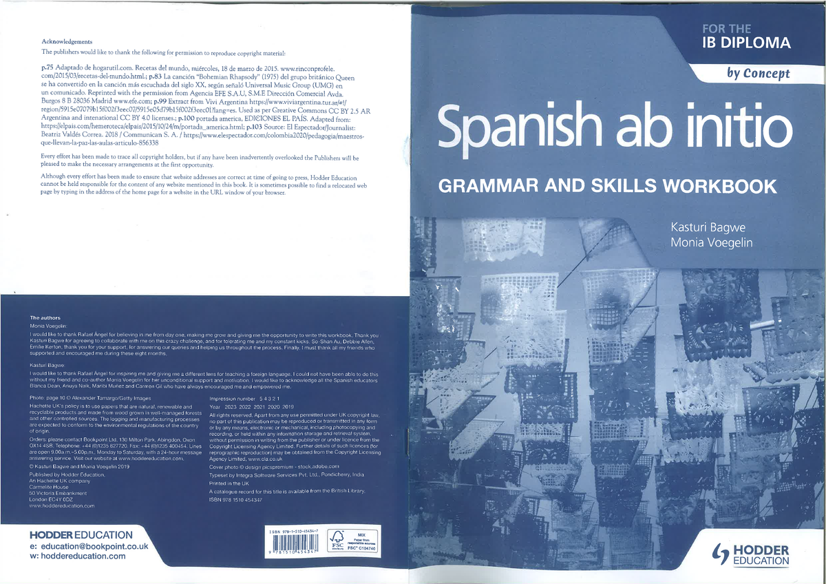 Spanish ab initio Grammar Workbook Part 1 - Basics and Present Tense ...