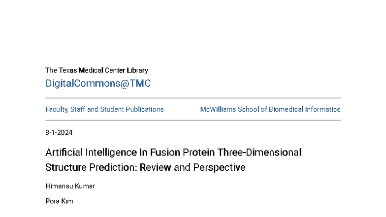 Artificial Intelligence in Fusion Protein Structure Prediction: A ...