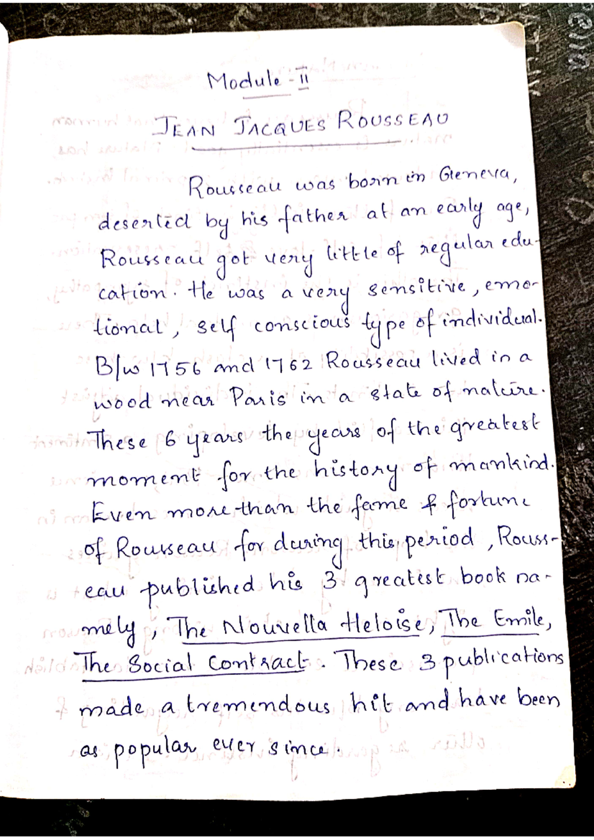 Modern political philosophy module 2 Rousseau - Module II JEAN JACQUES ...
