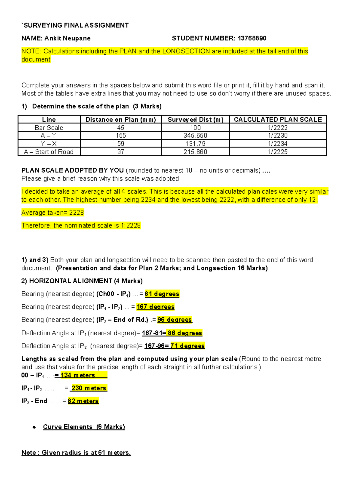 Surveying 101: Major Assignment Final Report (Course Code: SURV 1001) - Studocu