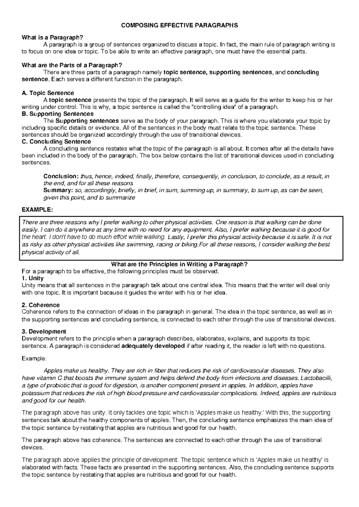 Effective Paragraph Composition: Essential Parts & Principles - Studocu
