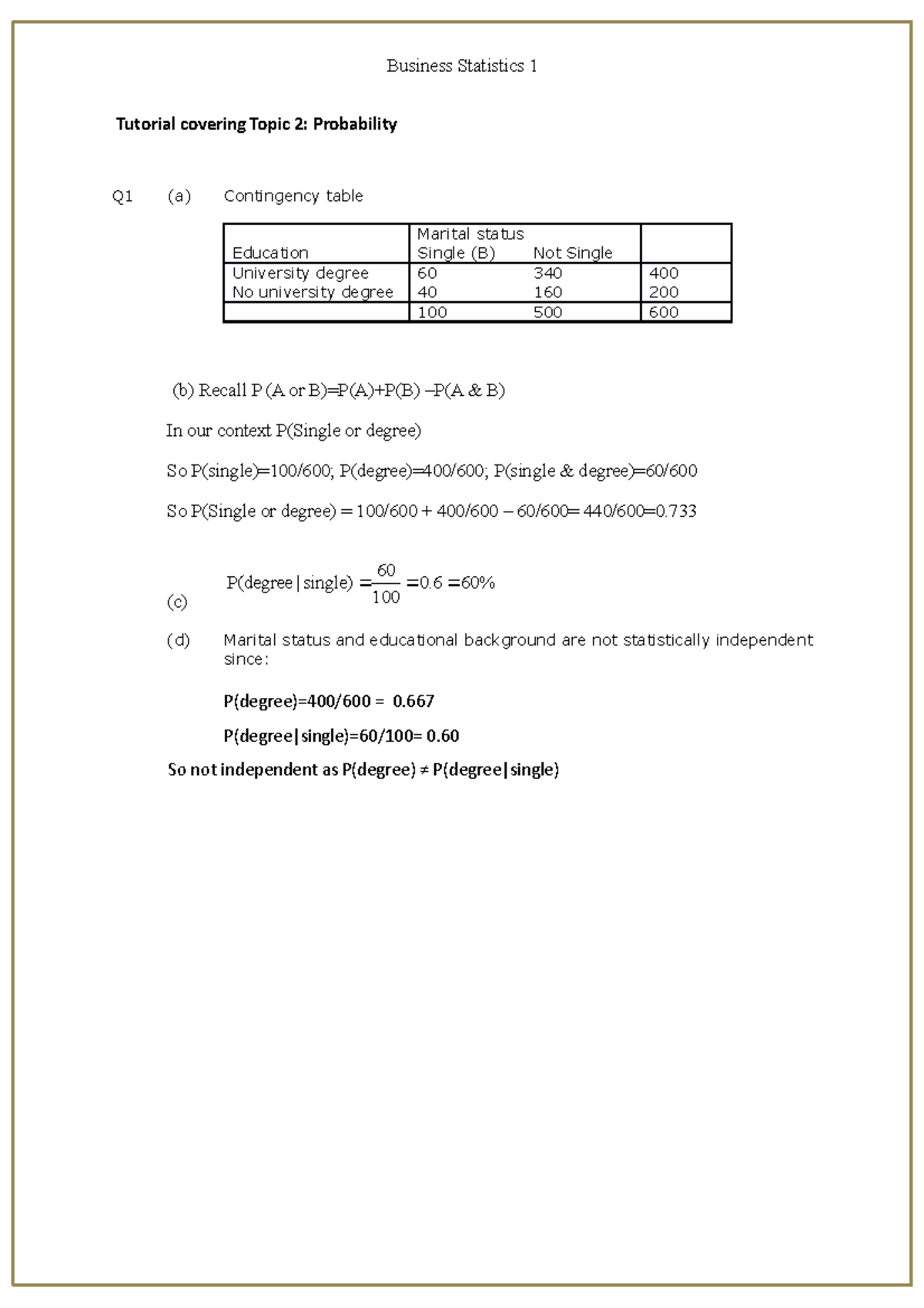 Tutorial covering Topic 2 - Solutions - Tutorial covering Topic 2 ...
