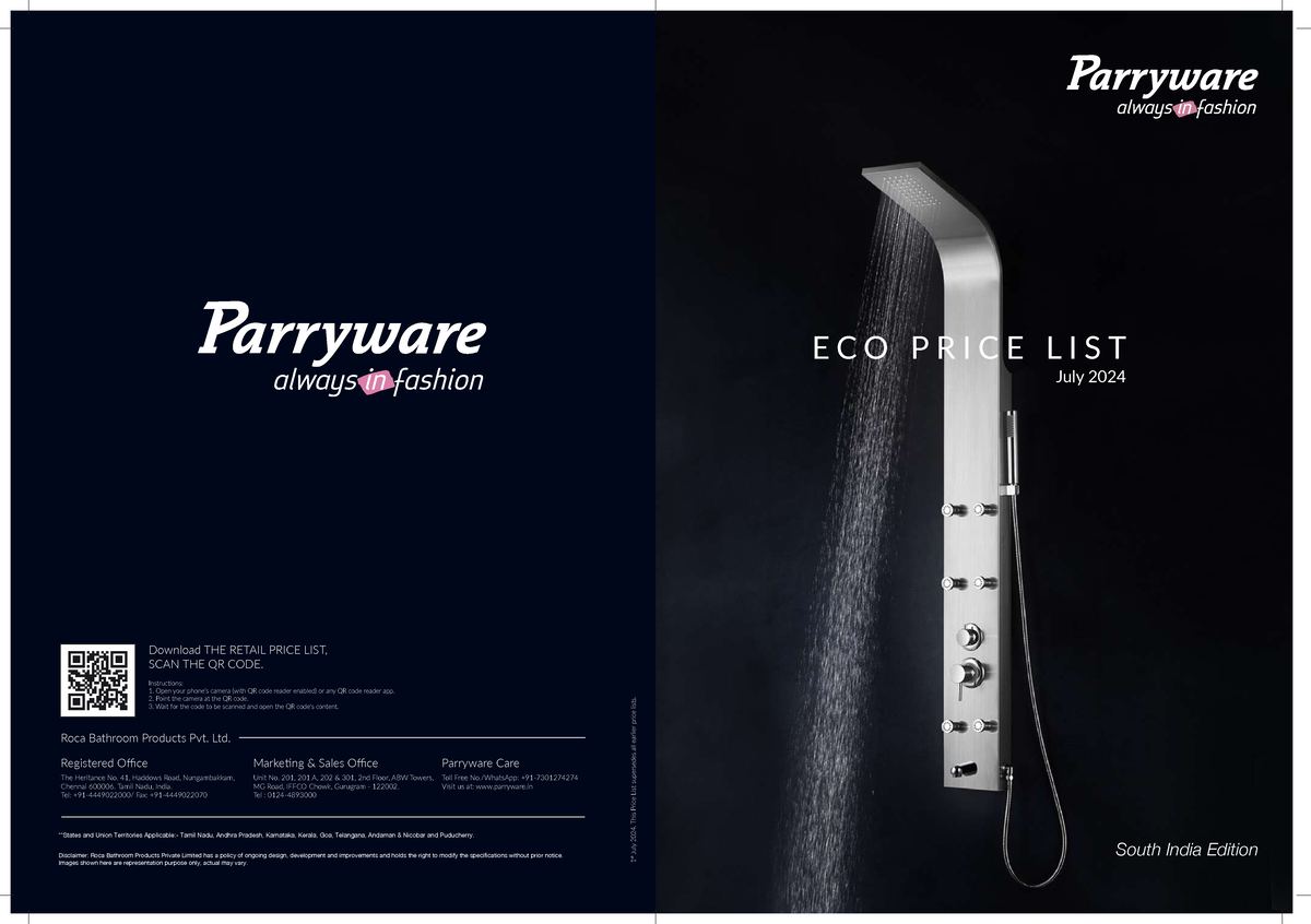 Parryware 2025 MRP Catalogue: Prices & Key Highlights for South India ...