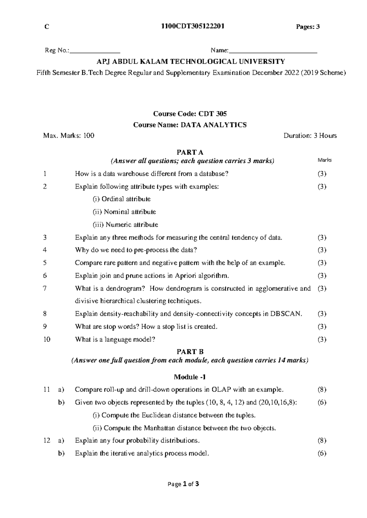 CDT 305 - Data Analytics Exam Questions & Answers (Dec 2022) - Studocu