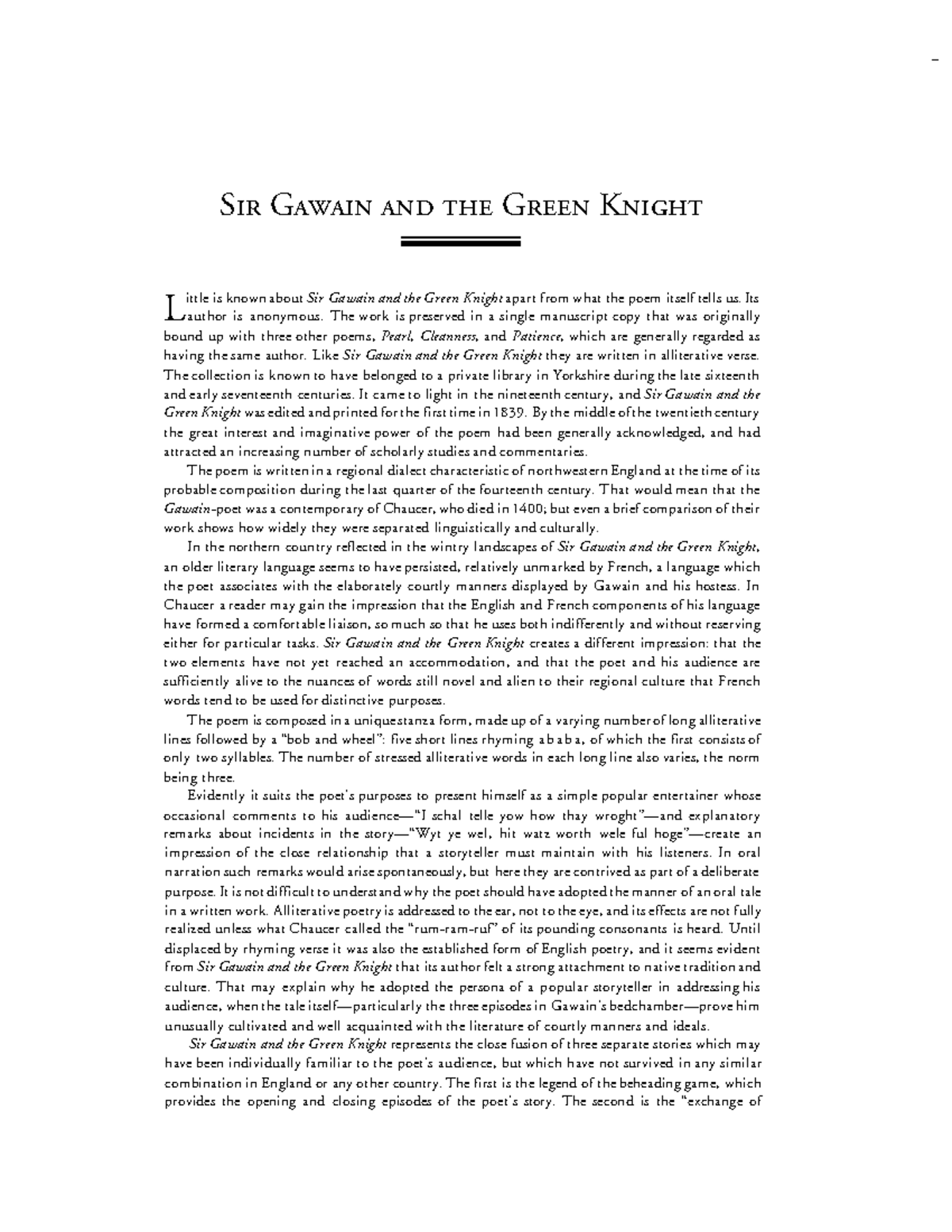 Sir Gawain and the Green Knight: A Study of Chivalry and Honor - Studocu