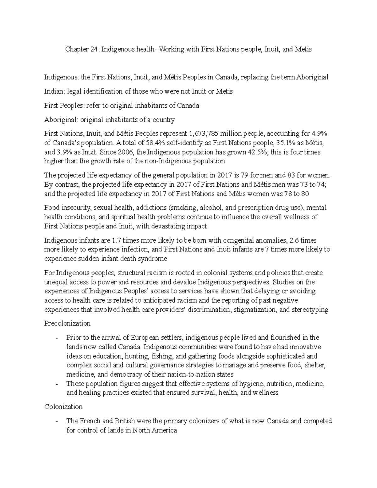 Module 5: Chapter 24 - Indigenous Health & First Nations Perspectives - Studocu