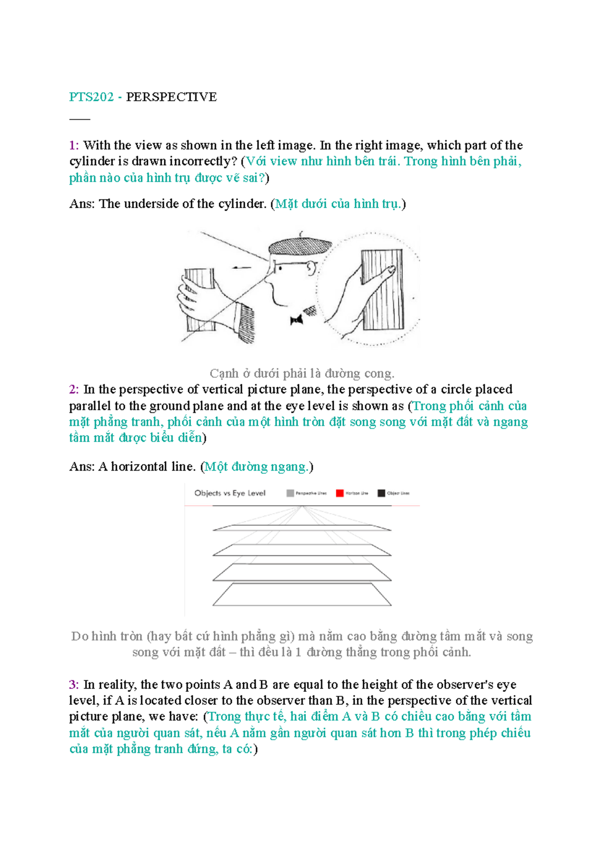 PTS202 - Perspective Projections and Key Concepts in Drawing - Studocu