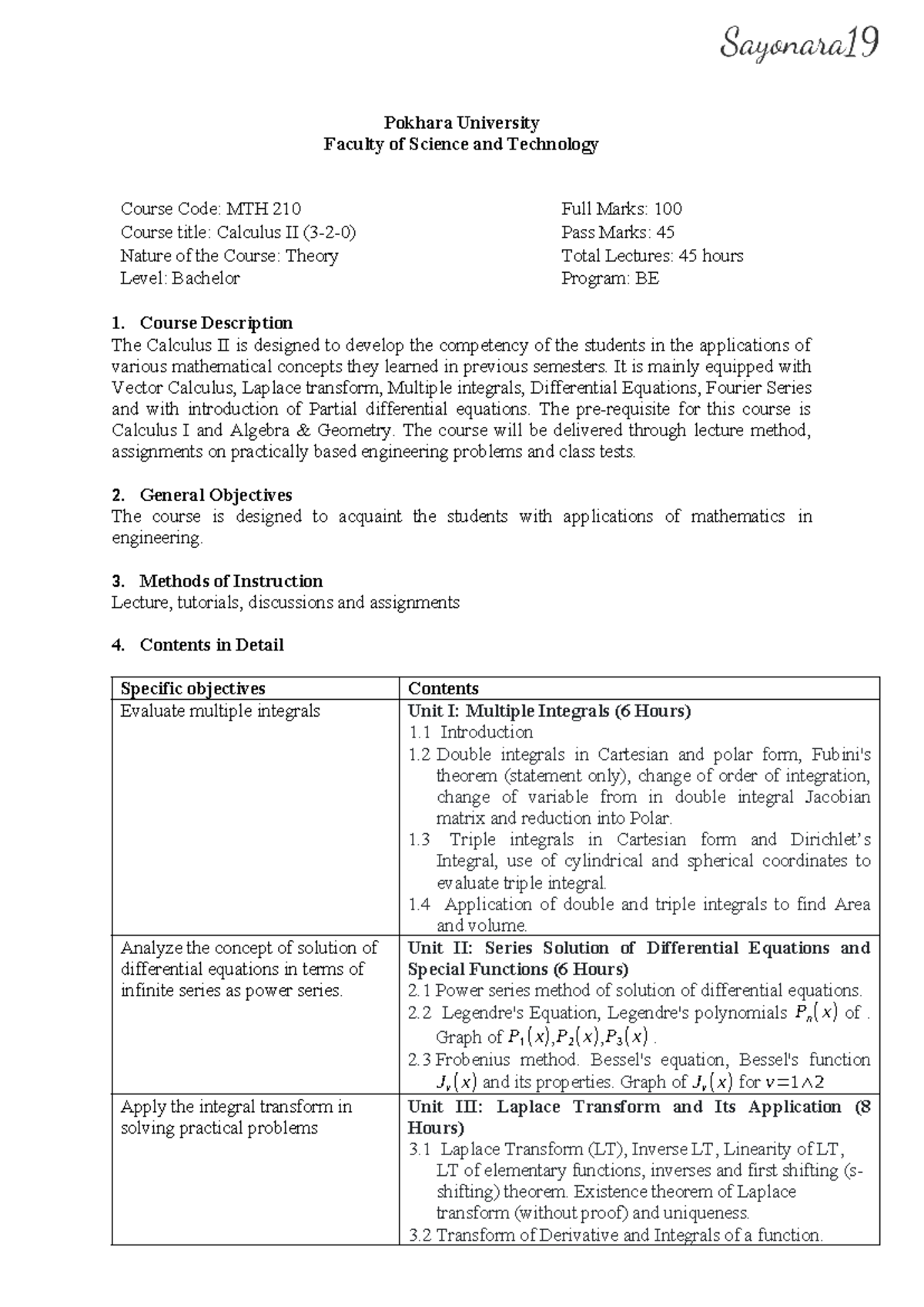 MTH 210 - Calculus II Course Overview and Lecture Notes - Studocu