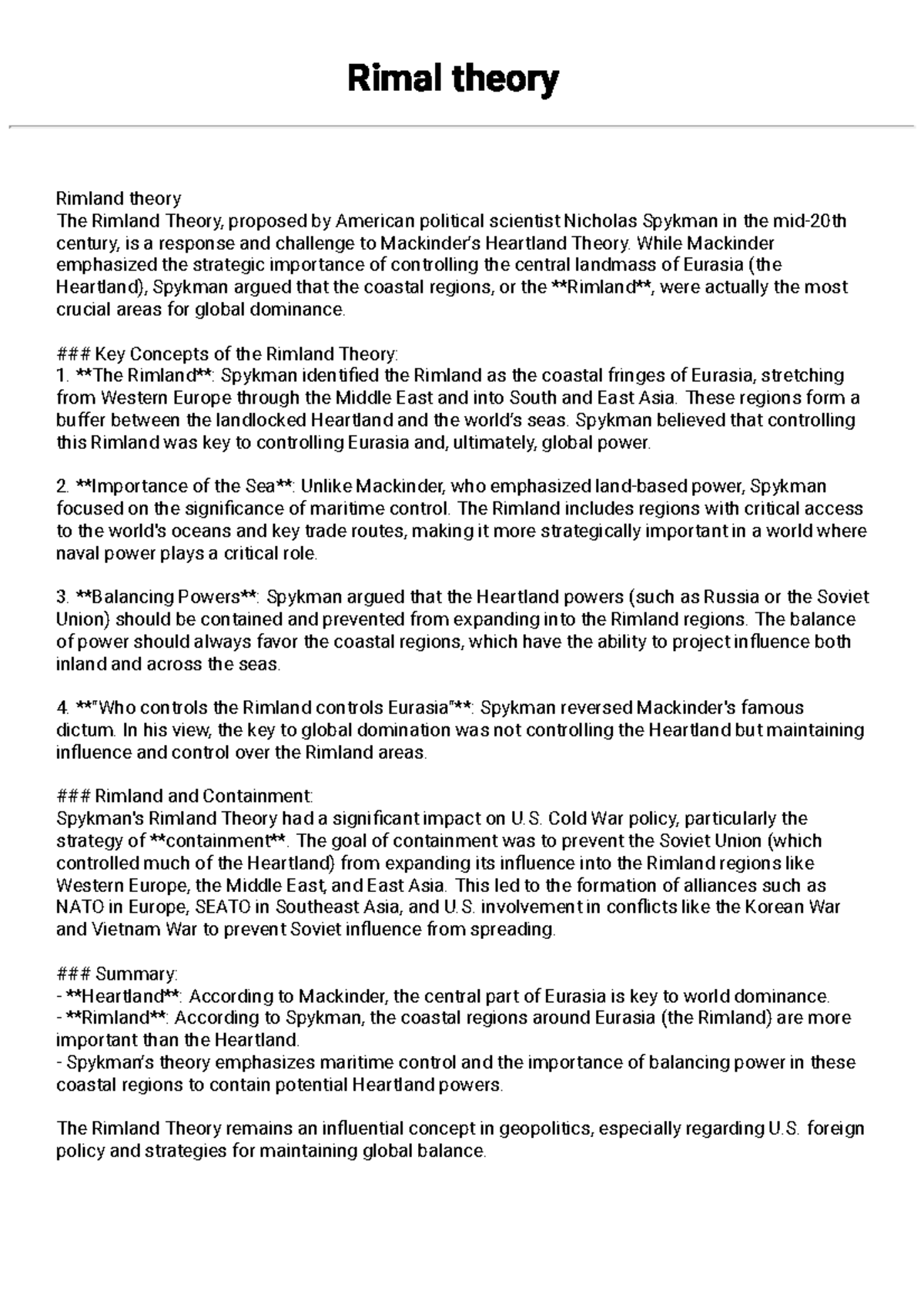 Rimland Theory Overview: Strategic Insights for Geopolitical Analysis ...