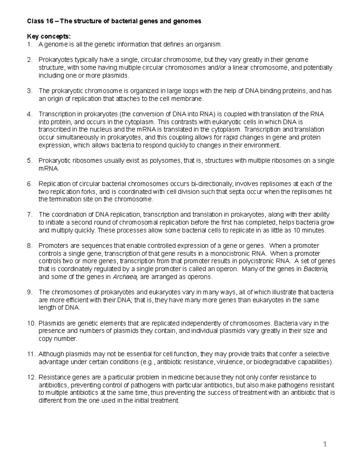 Bacterial Gene and Genome Structure Overview (BIO101) - Studocu