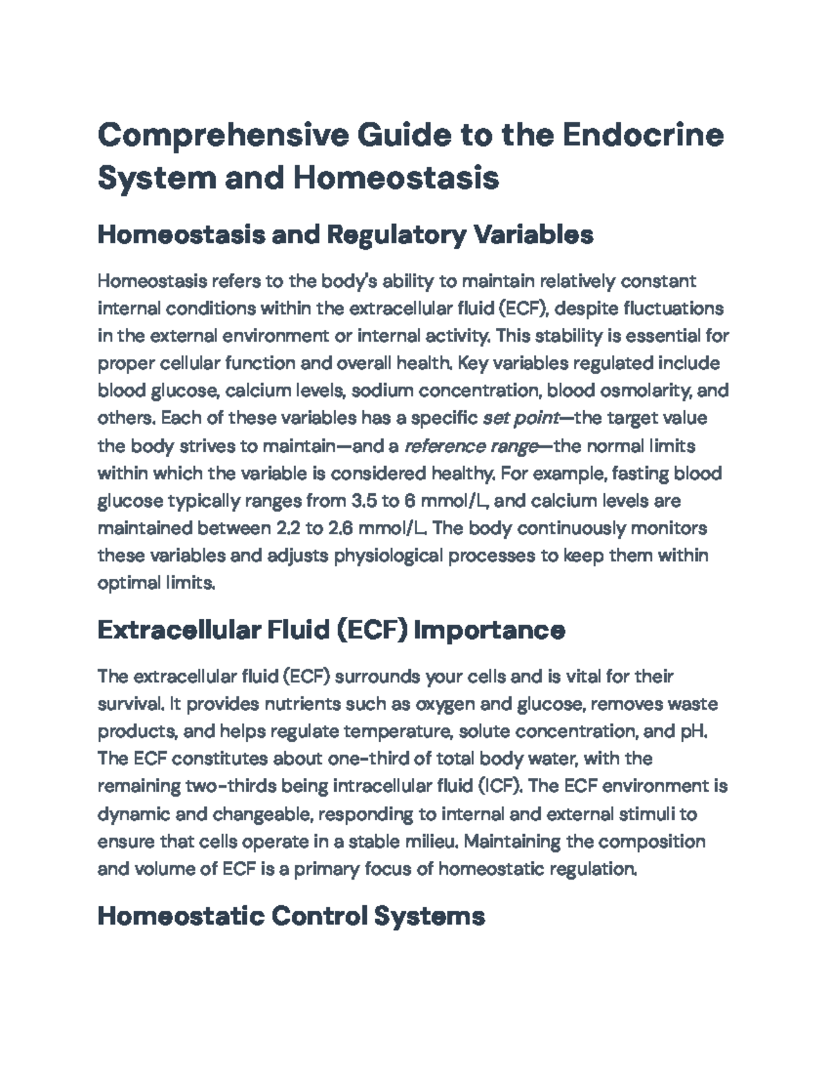Comprehensive Overview of the Endocrine System and Homeostasis (BIO 101 ...