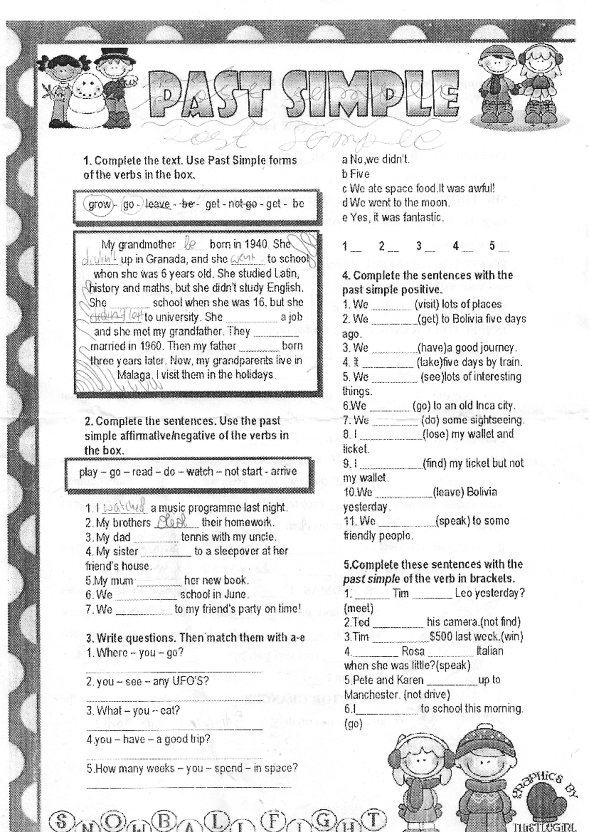 Past Simple Test Materials for KL7 SP Course - Studocu