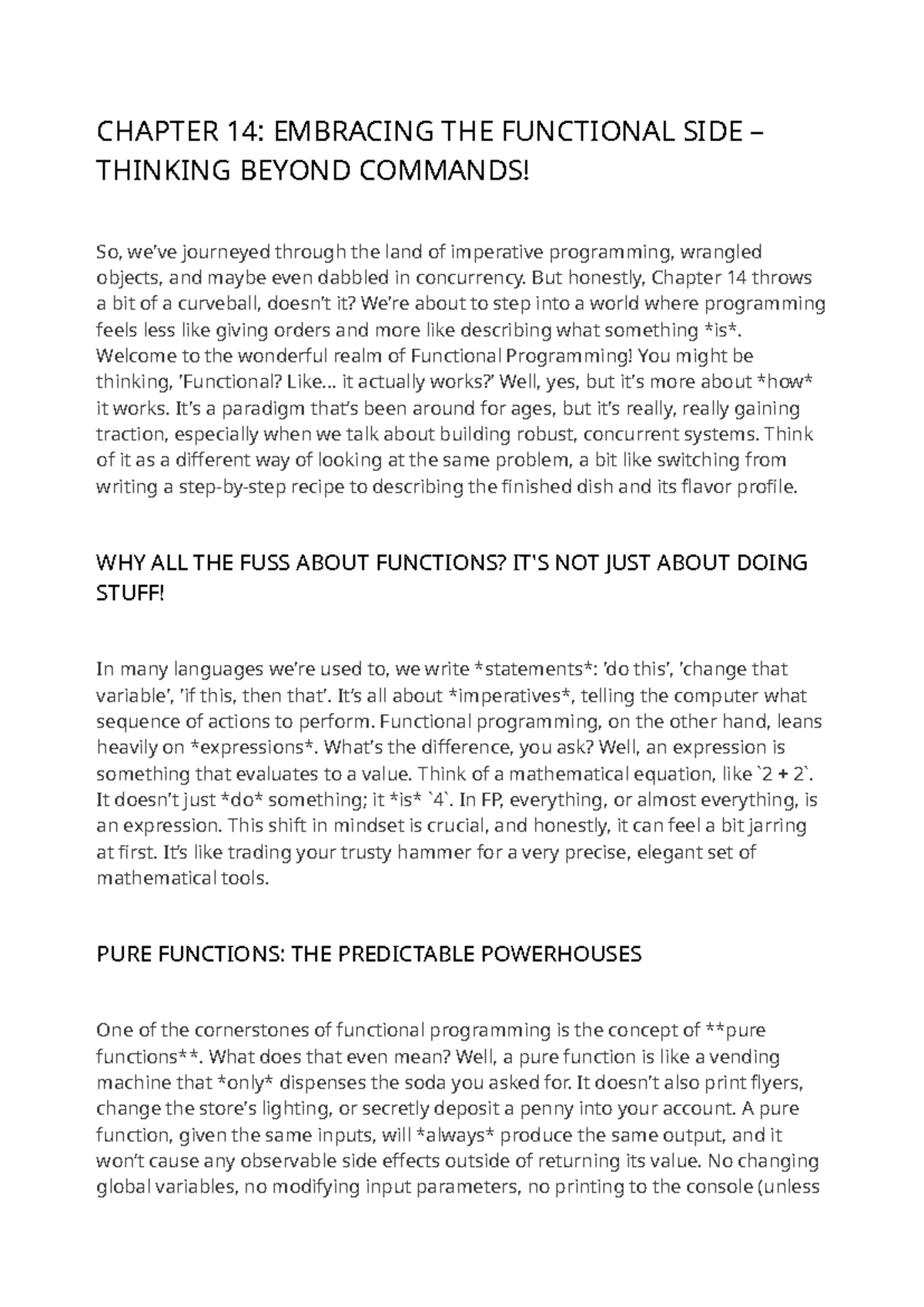 Programming Languages CH14: Embracing Functional Programming Concepts - Studocu