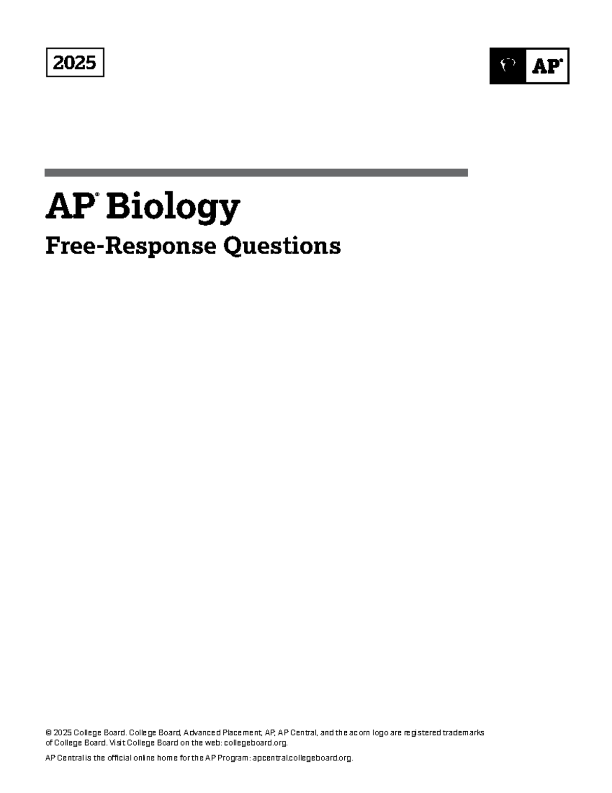 AP BIOLOGY 2025: Exam Questions and Guidelines - Studocu