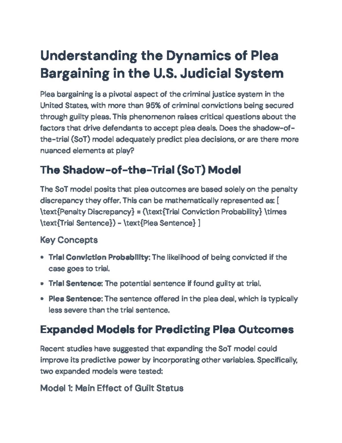 Understanding Plea Bargaining Dynamics in U.S. Criminal Justice System ...