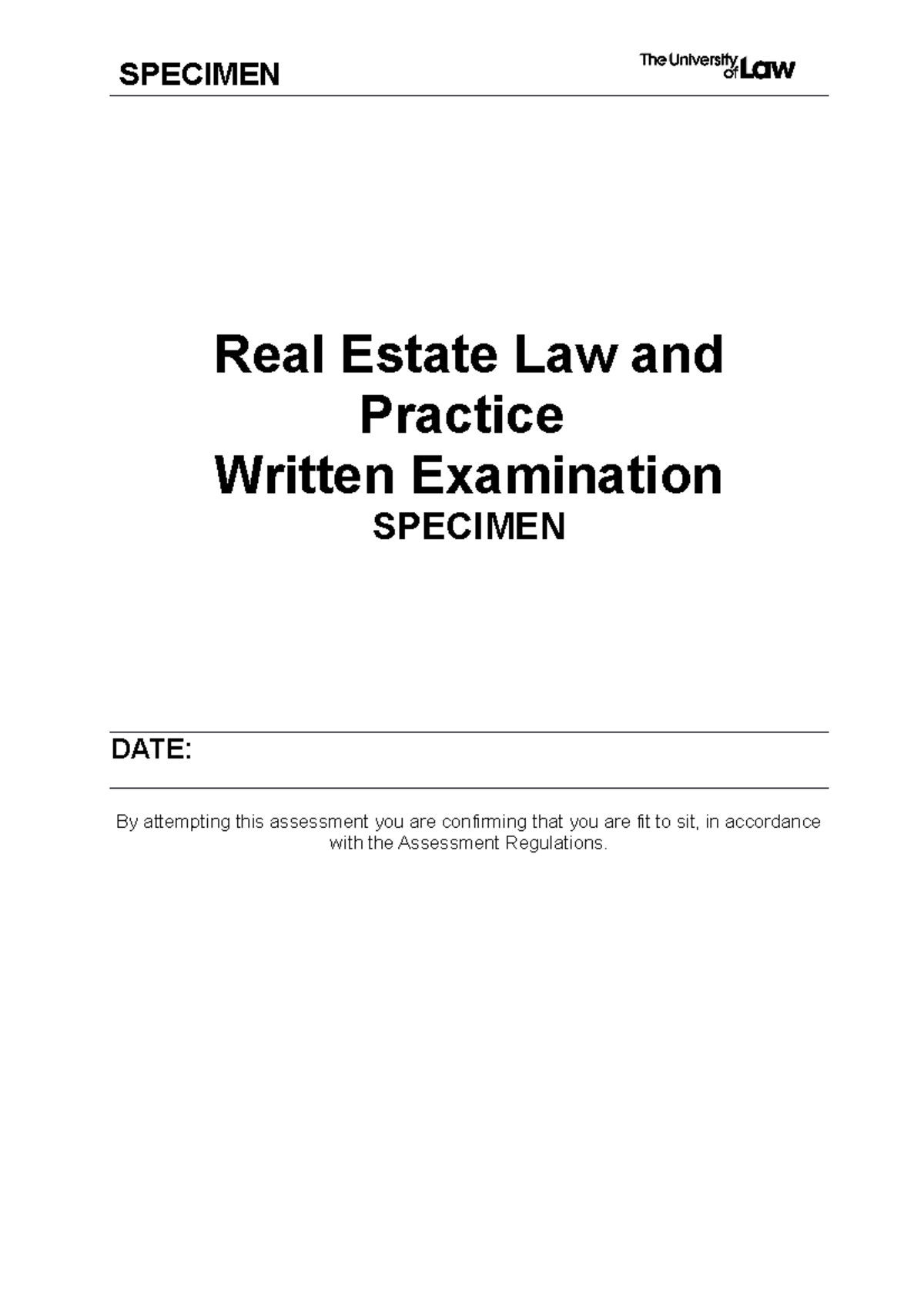 Specimen Respondus Written Exemplar - Real Estate Law and Practice ...