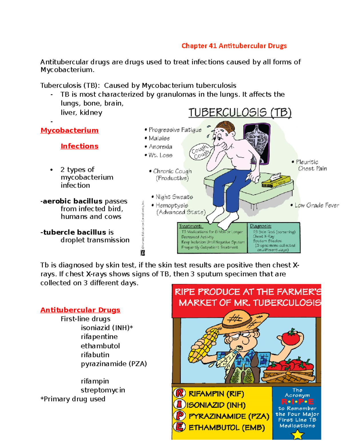 Chapter 41: Overview of Antitubercular Drugs and Their Use - Studocu