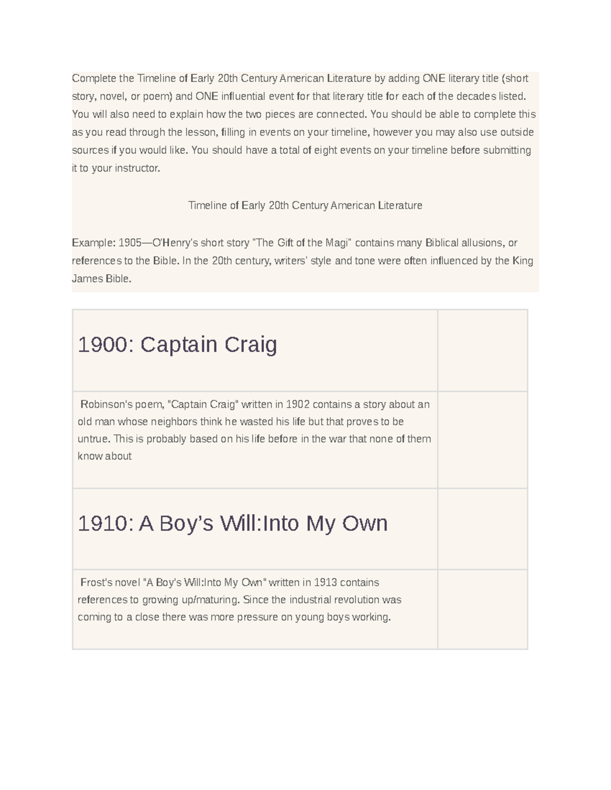 Timeline of Early 20th Century Am Lit: 1900-1936 Homework - Studocu