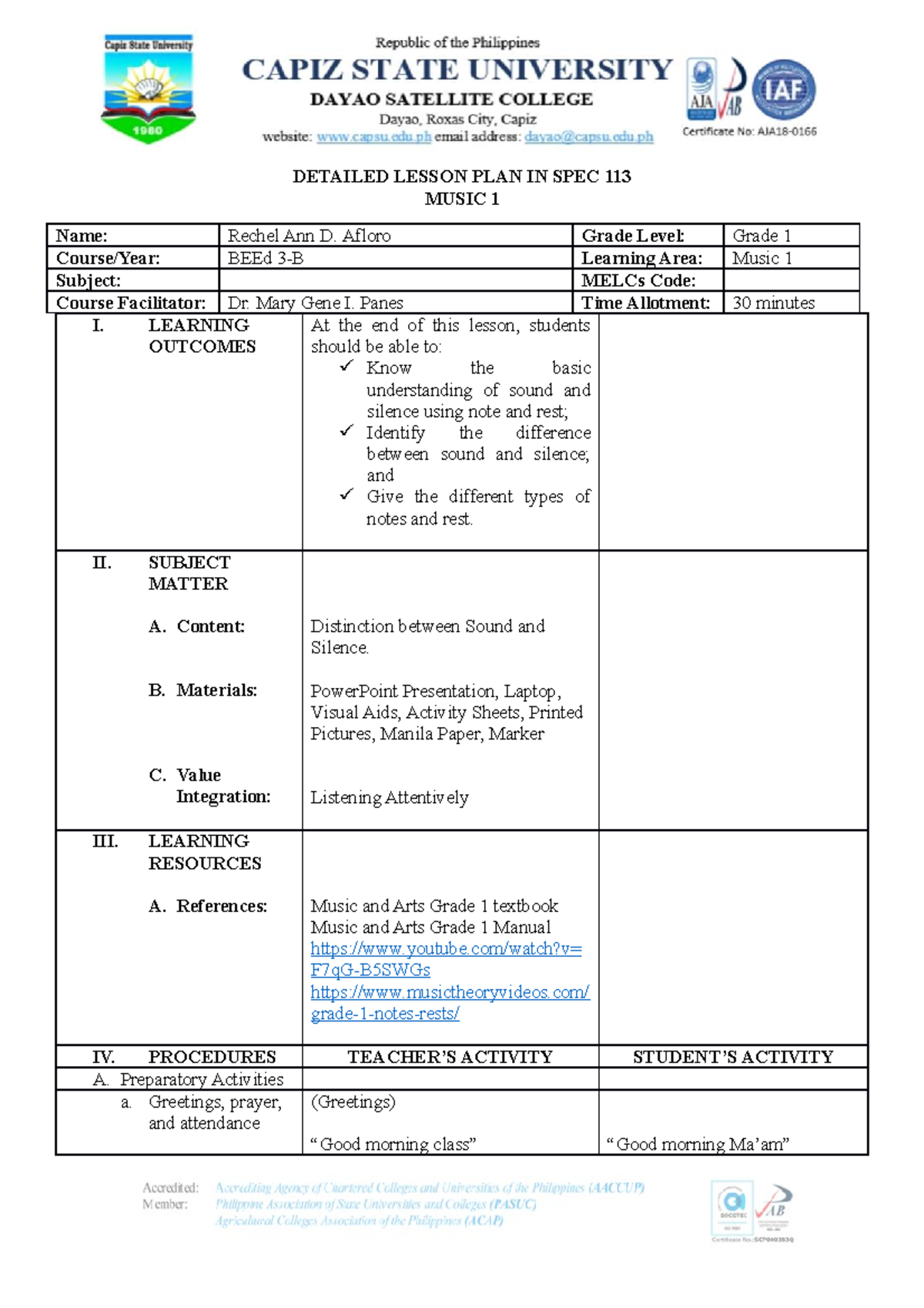 Detailed Lesson PLAN IN SPEC 113 - DETAILED LESSON PLAN IN SPEC 113 ...