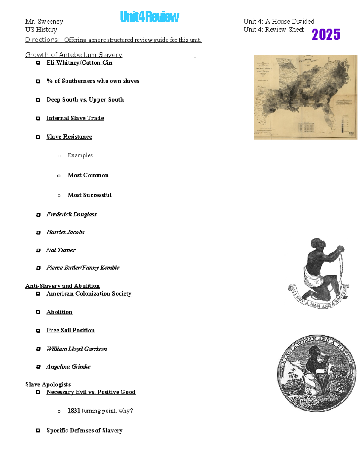 US History Unit 4 Final Exam Review: A House Divided Concepts - Studocu