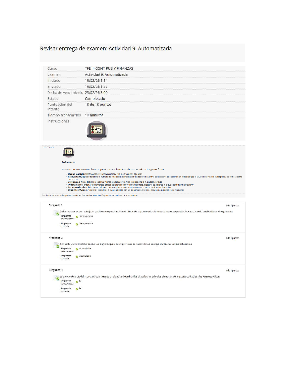 Examen Actividad 9 Automatizada TFE II: CONT PUB Y FINANZAS - Studocu