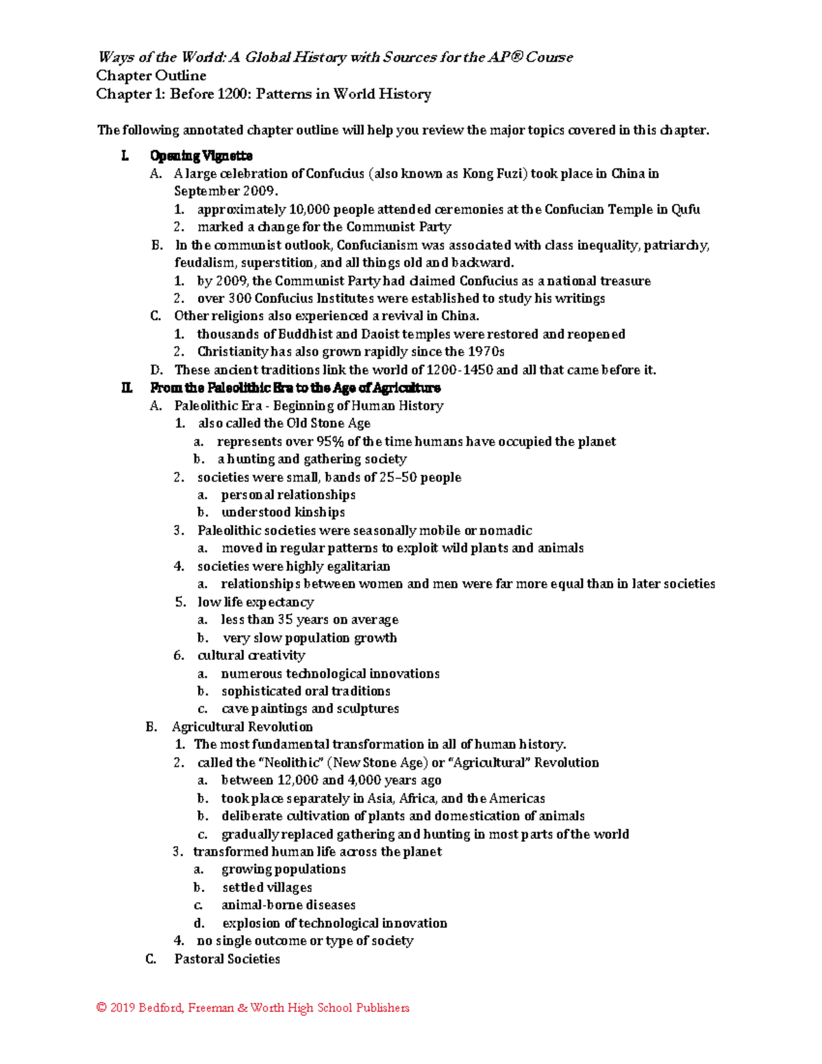 Chapter 1 Outline 1 - Chapter Outline Chapter 1: Before 1200: Patterns ...