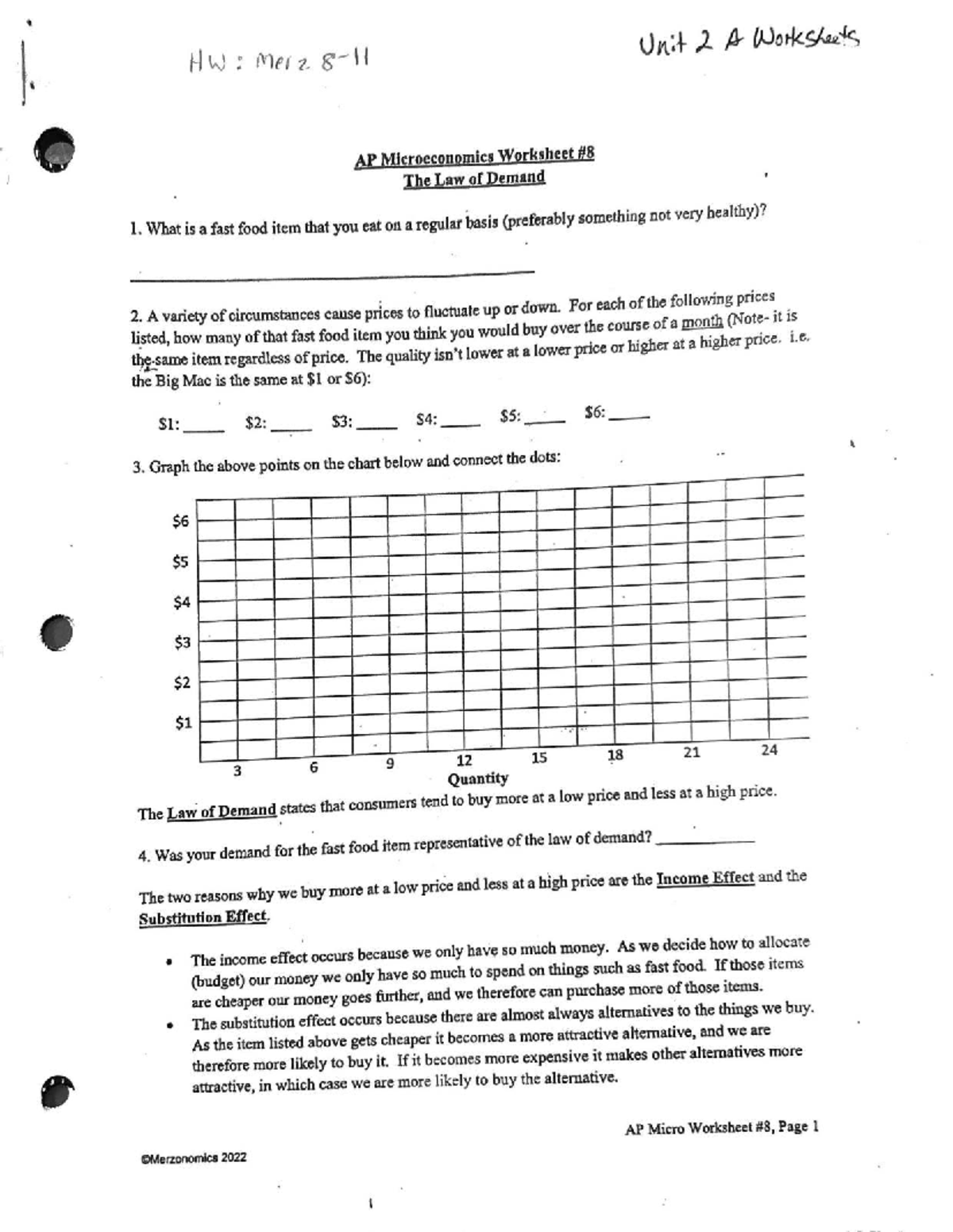 AP Microeconomics HW: Law of Demand & Supply Worksheets - Studocu