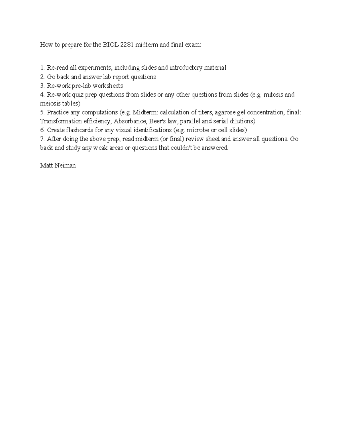 How to prepare for the BIOL 2281 midterm and final exam - mitosis and ...