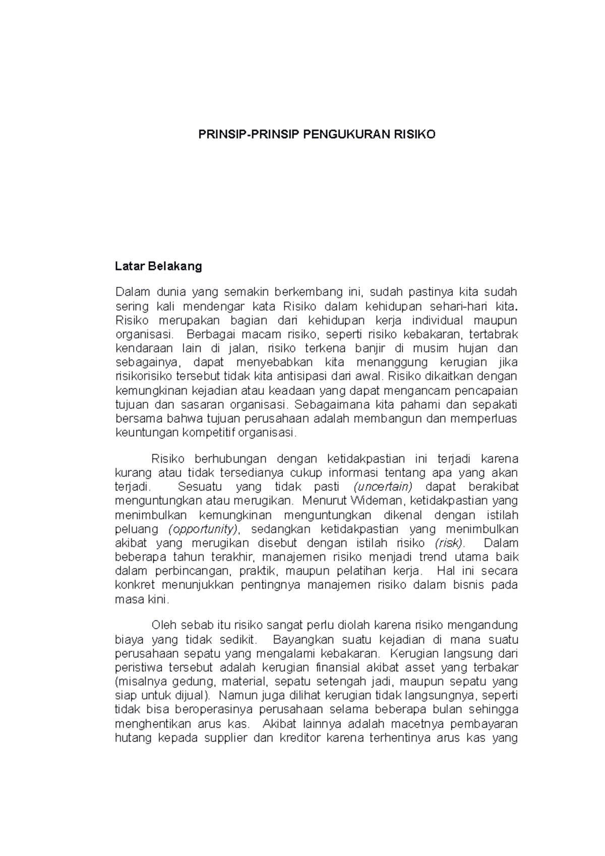 Prinsip Pengukuran Risiko dalam Manajemen Risiko - Studi Kasus dan ISO ...