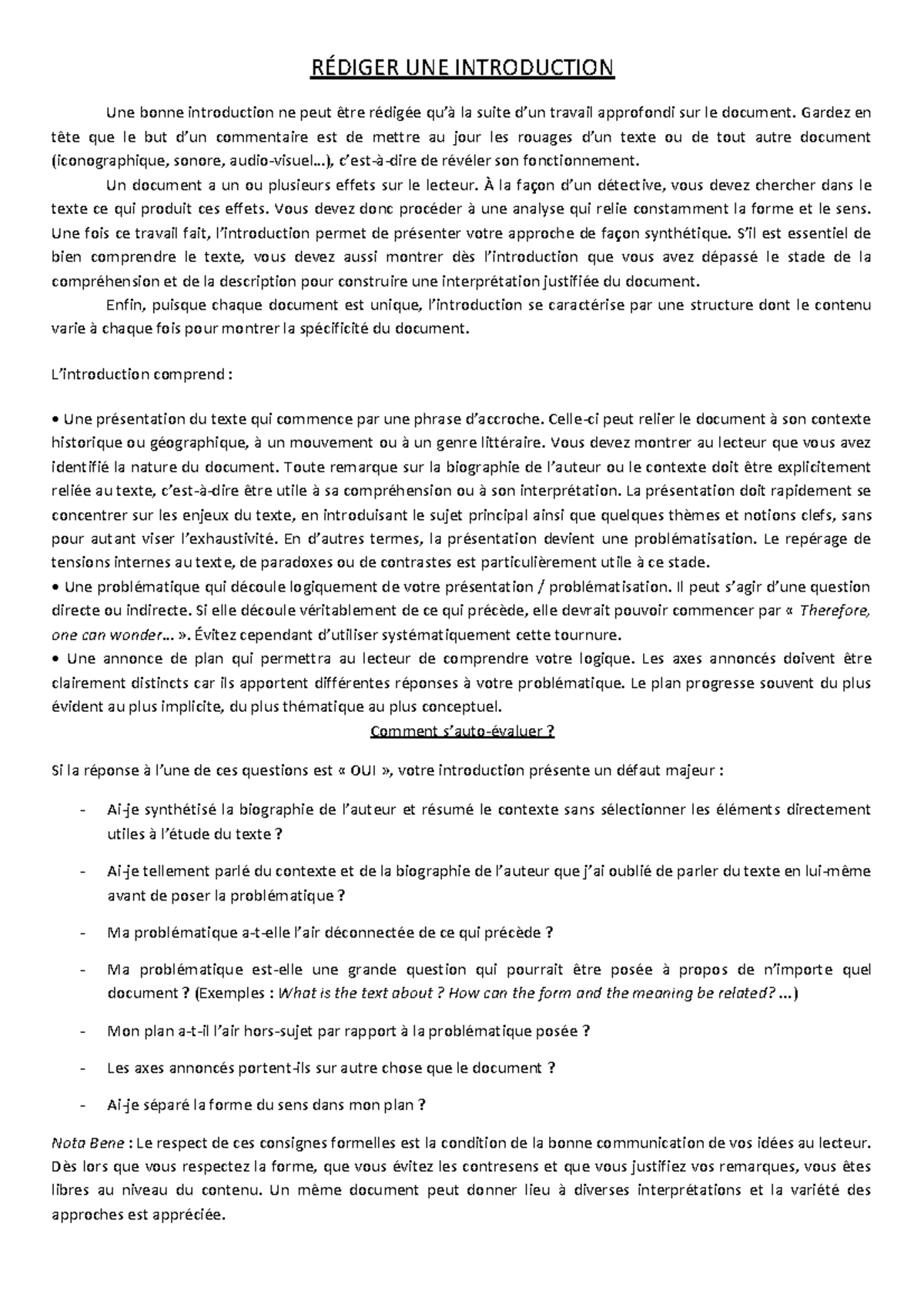 Rédiger une introduction - RÉDIGER UNE INTRODUCTION Une bonne ...