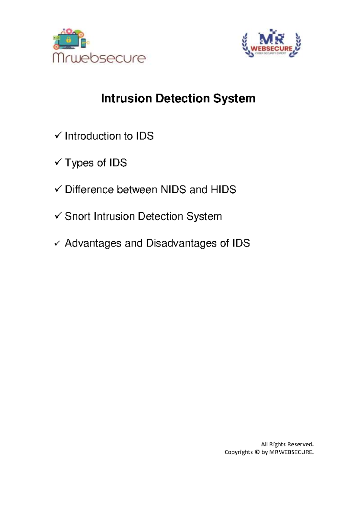 Intrusion Detection System (IDS) Overview and Types - Studocu