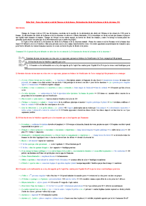 Texte Olympe de Gouges DDFC - Fiche Oral : Extrait 1 Les droits de la ...